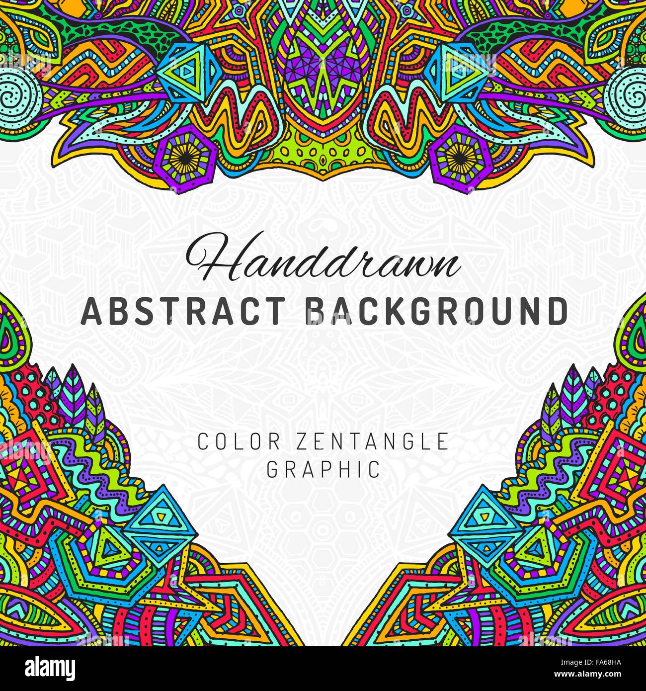 vector colored abstract monochrome symmetric hand drawn zentangle ...