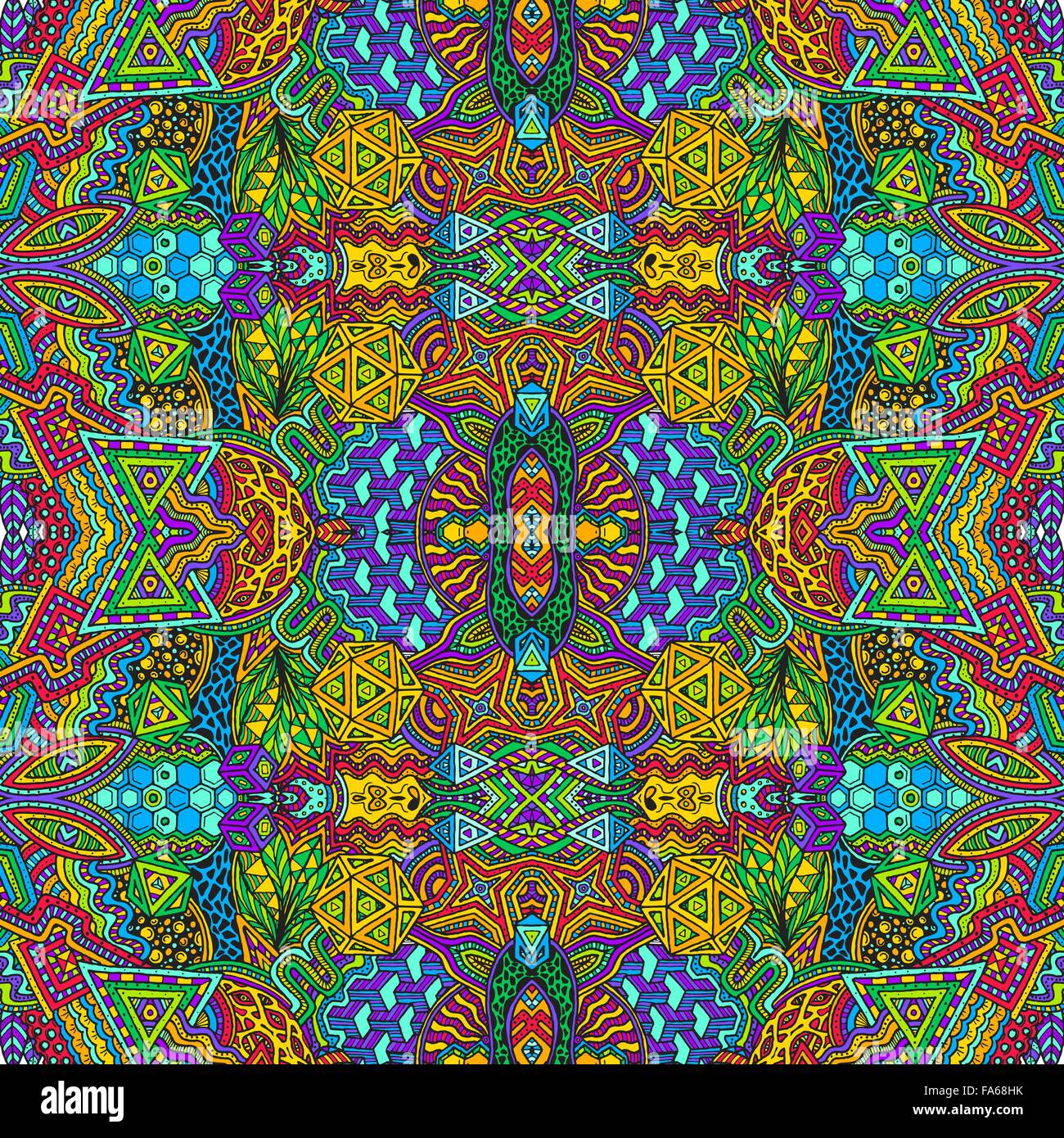 vector rainbow colored hand drawn abstract psychedelic zentangle ...