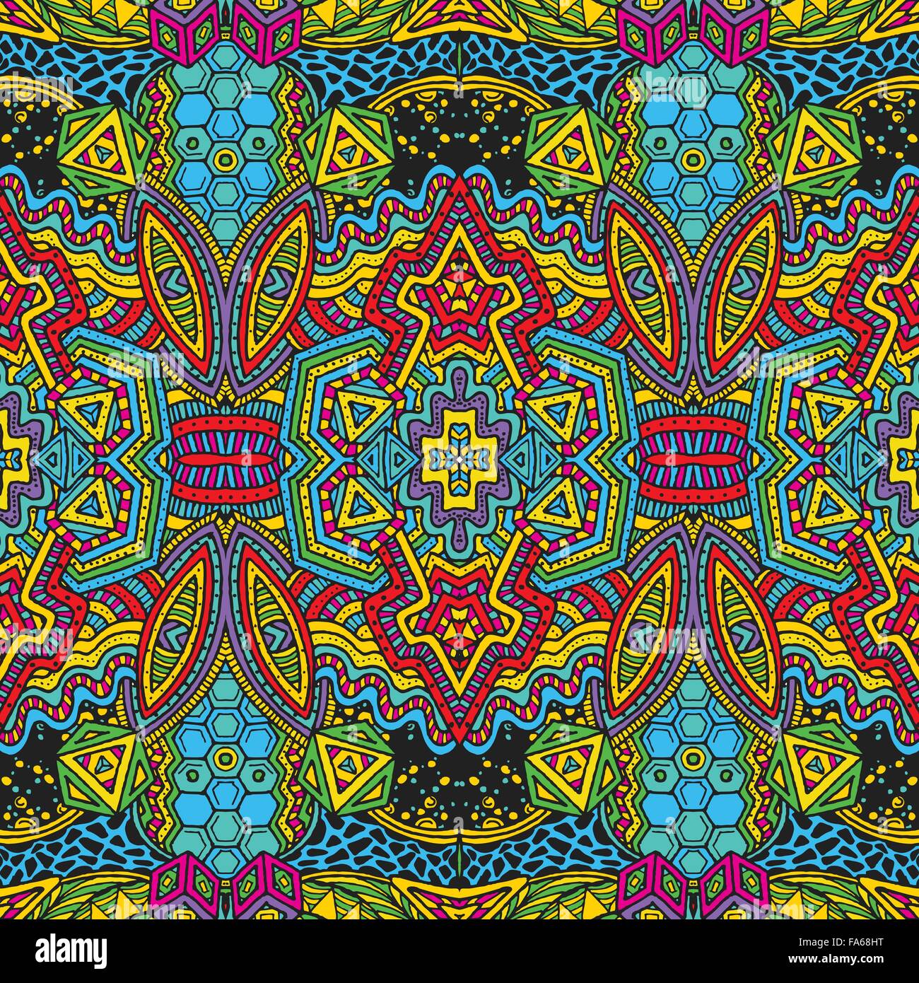 vector rainbow colored hand drawn abstract psychedelic zentangle ...