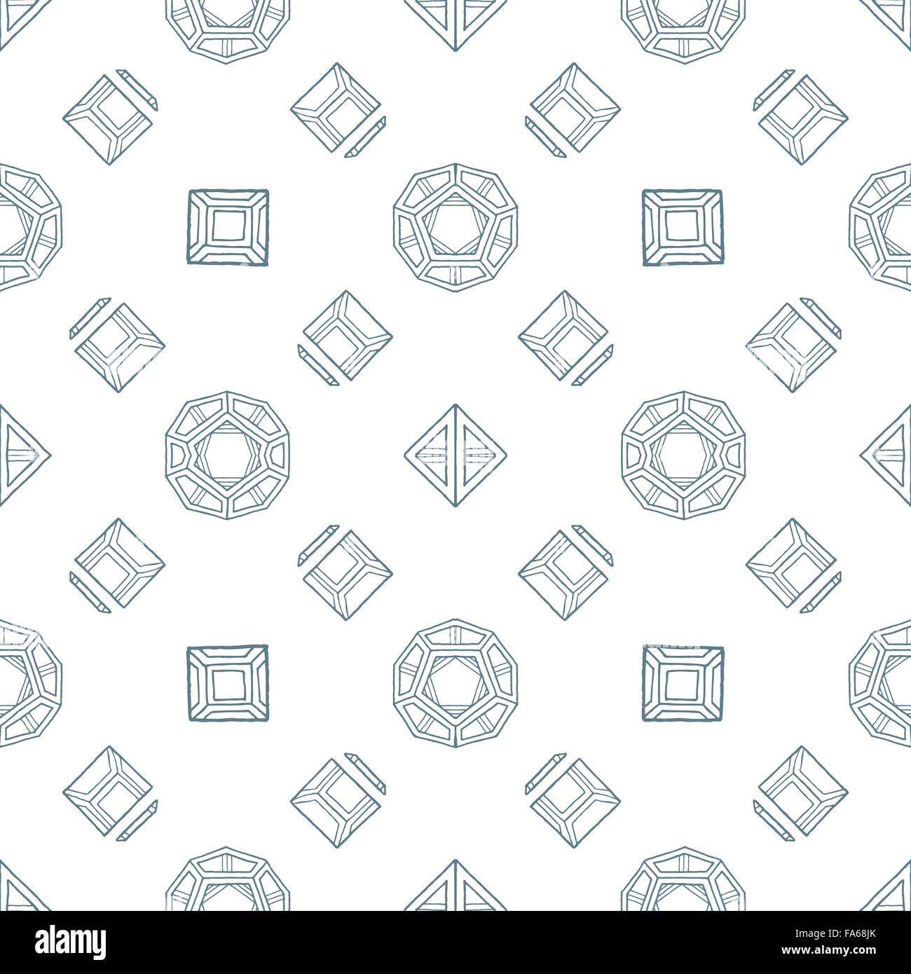 vector gray outline abstract geometric hand drawn platonic solids ...