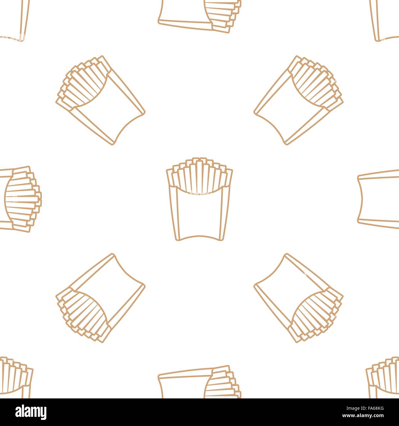 vector brown gold color outline french fries potato paper pack seamless ...