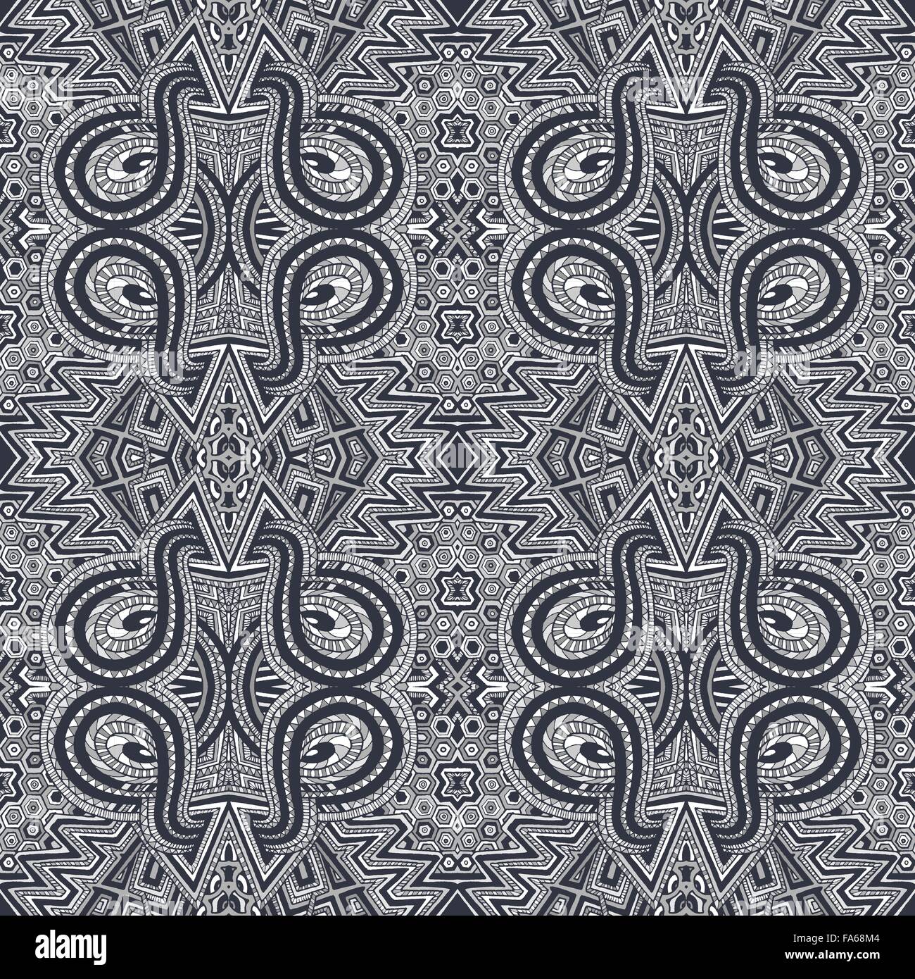 vector black grey halftones hand drawn abstract psychedelic zentangle ...