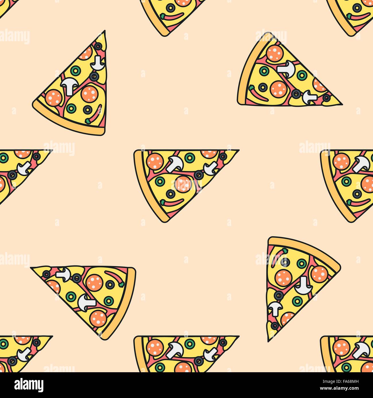 vector colored triangle pizza slice mushrooms olives pepperoni chili ...