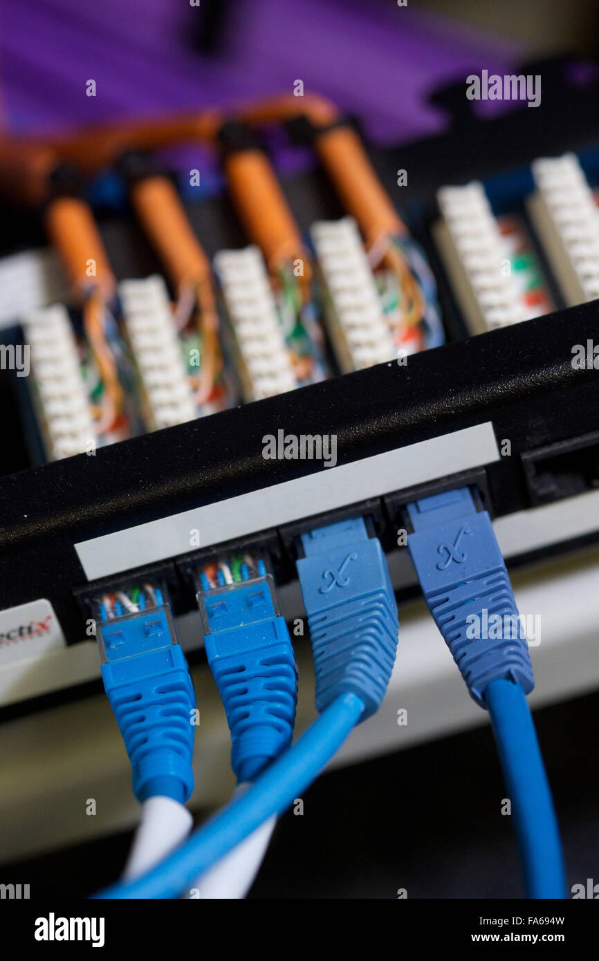 close up shot of server and cables in a server room Stock Photo - Alamy