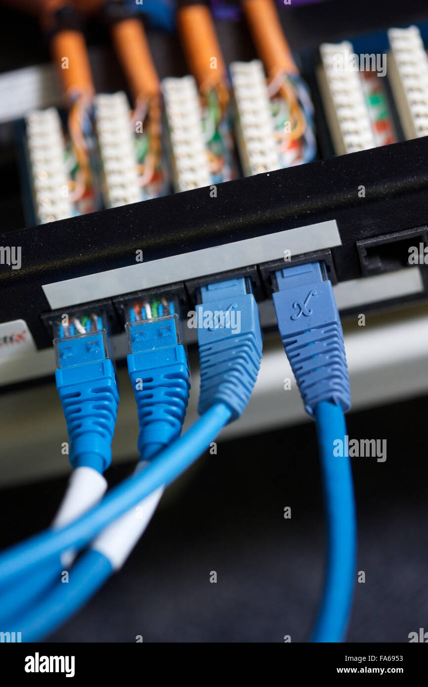 close up shot of server and cables in a server room Stock Photo - Alamy