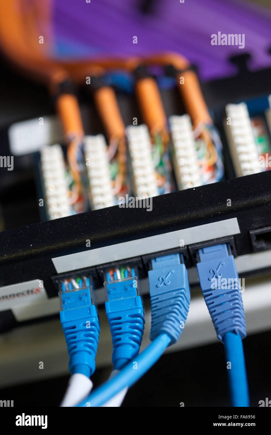 close up shot of server and cables in a server room Stock Photo - Alamy