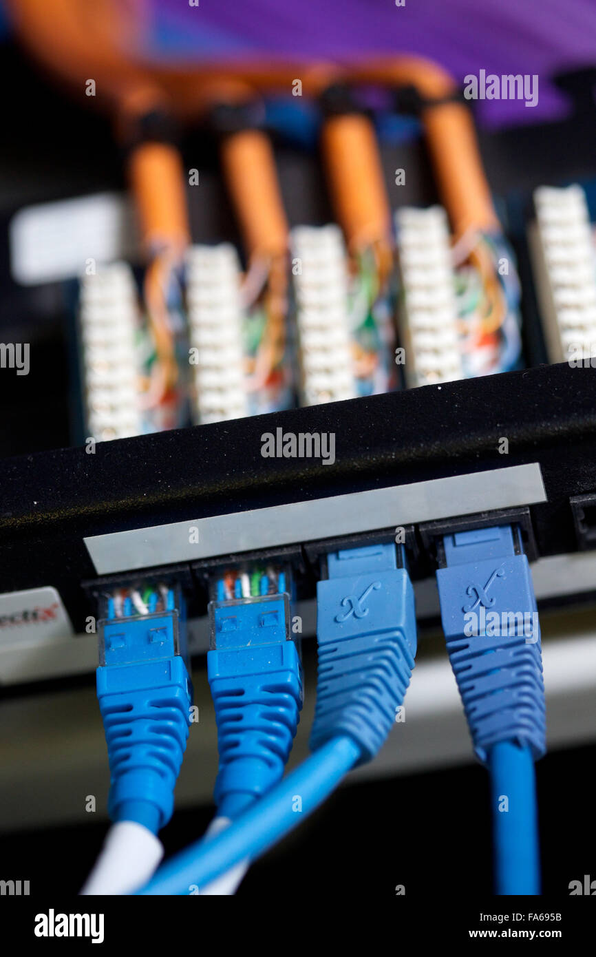 close up shot of server and cables in a server room Stock Photo - Alamy