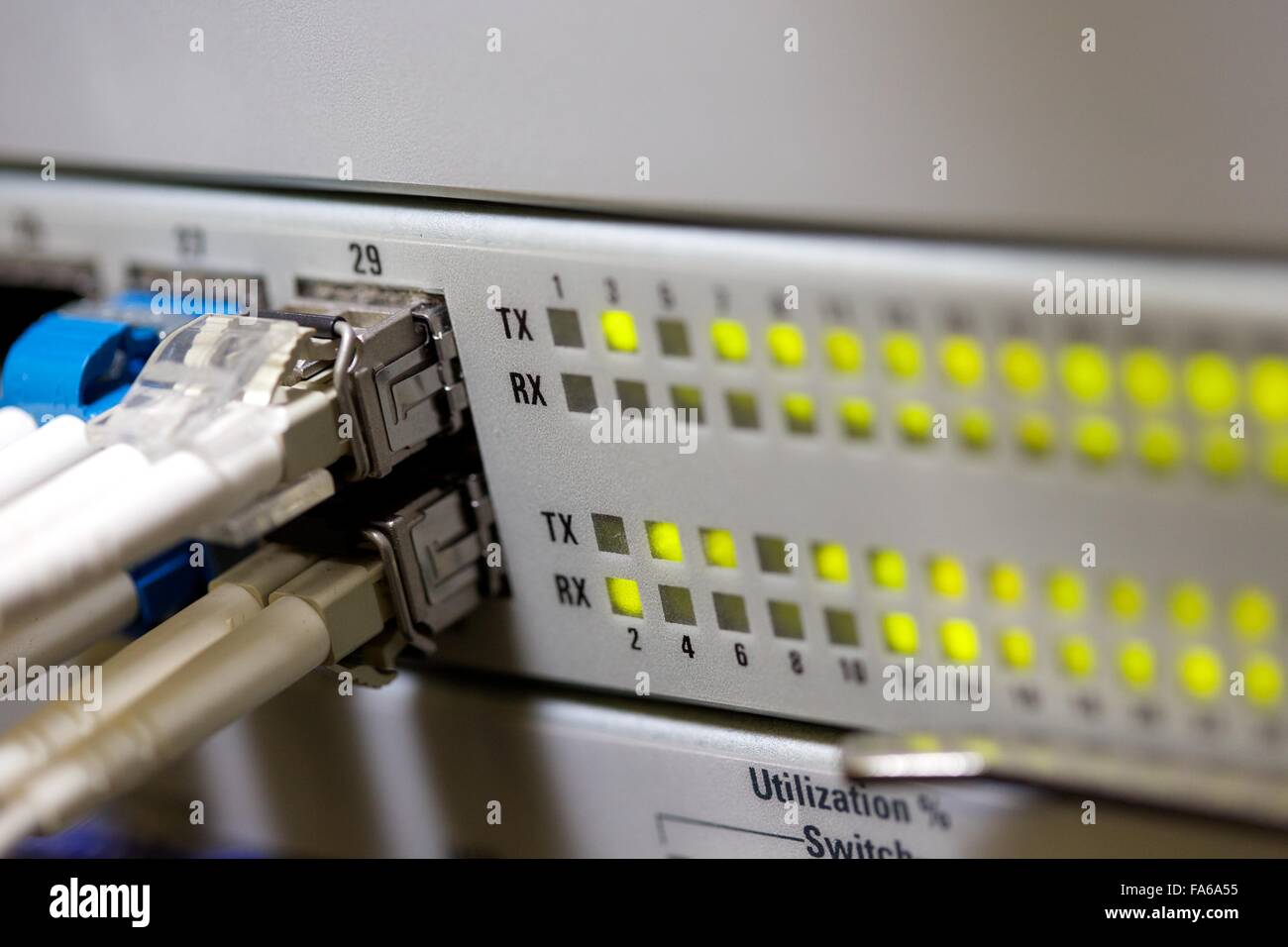 close up shot of server and cables in a server room Stock Photo - Alamy