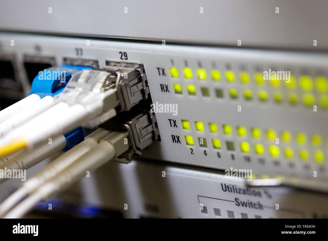 close up shot of server and cables in a server room Stock Photo - Alamy