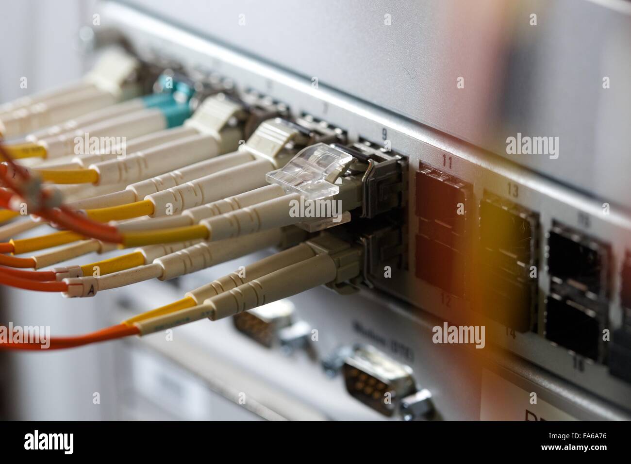 close up shot of server and cables in a server room Stock Photo - Alamy