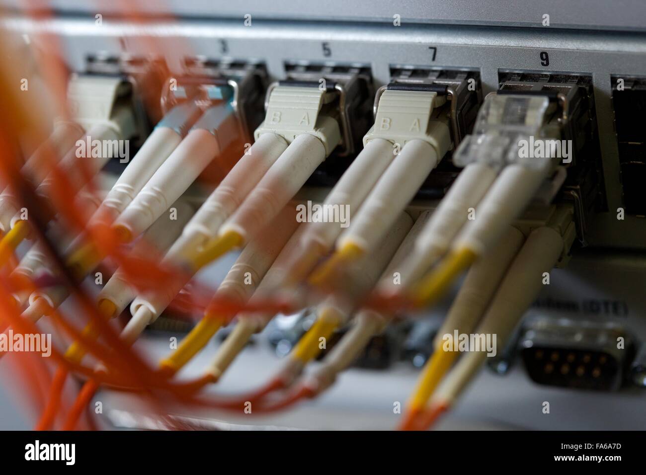 close up shot of server and cables in a server room Stock Photo - Alamy