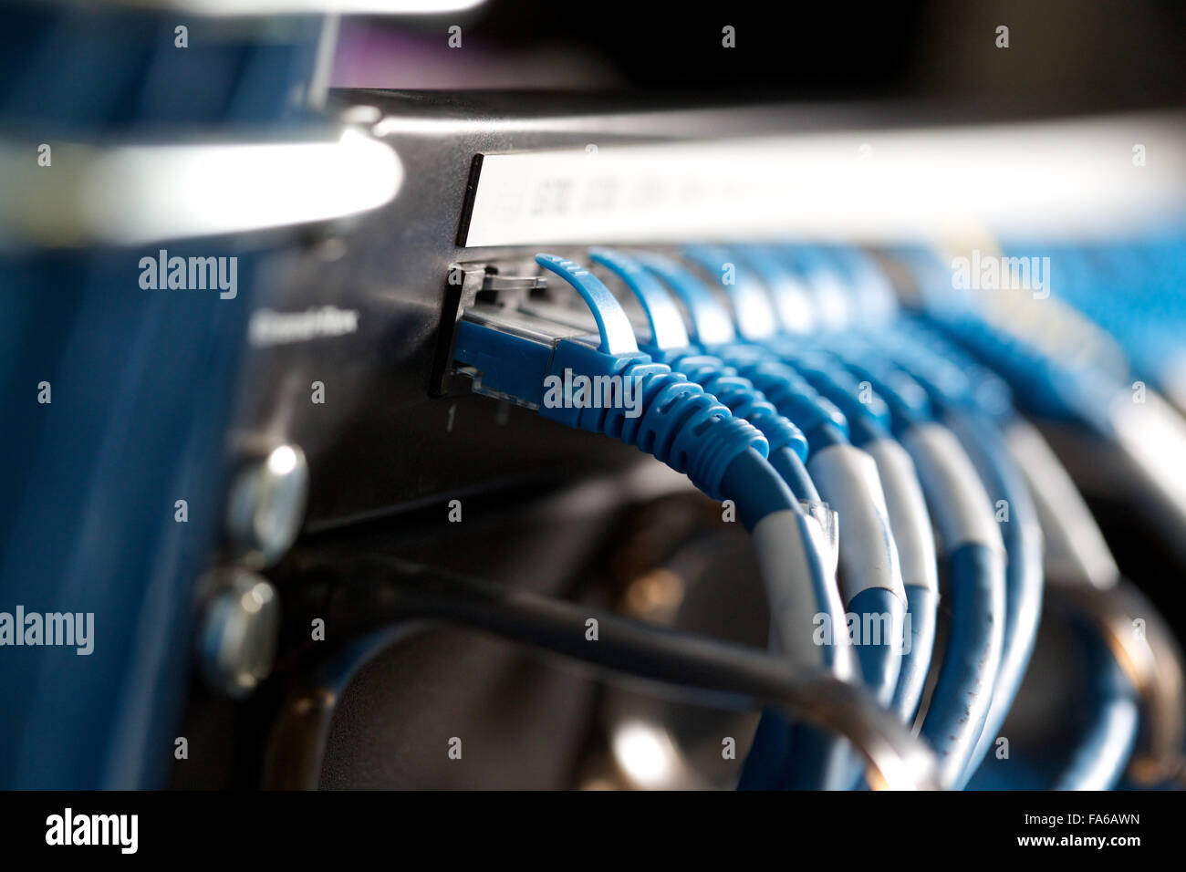 close up shot of server and cables in a server room Stock Photo - Alamy