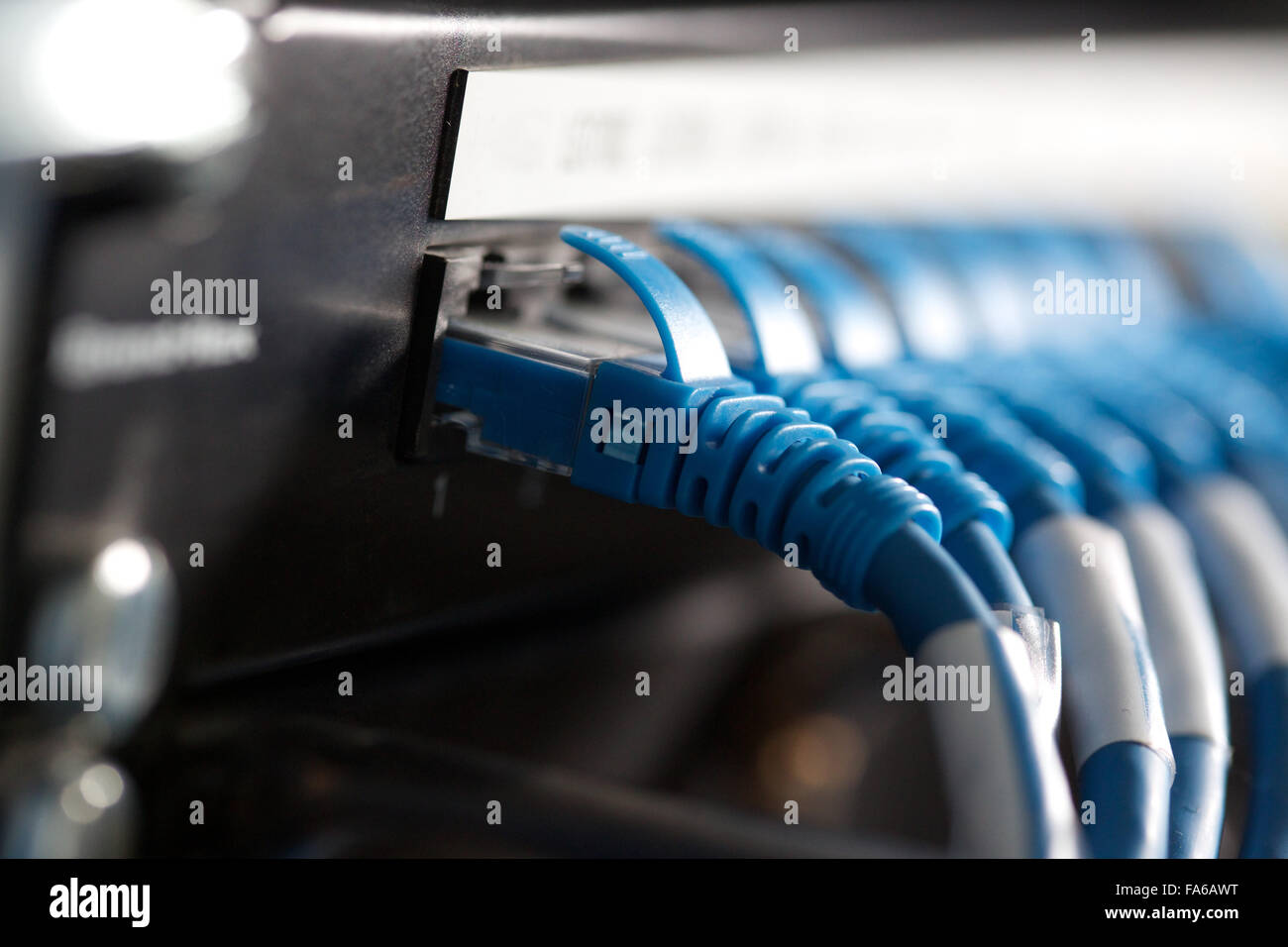 close up shot of server and cables in a server room Stock Photo - Alamy