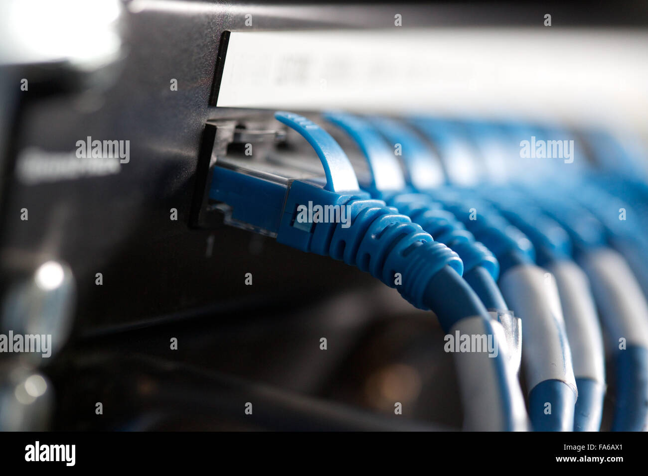 close up shot of server and cables in a server room Stock Photo - Alamy