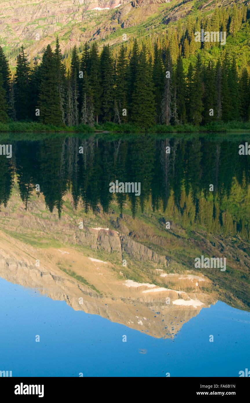 Lake Josephine to Mt Gould reflection, Glacier National Park, Montana ...