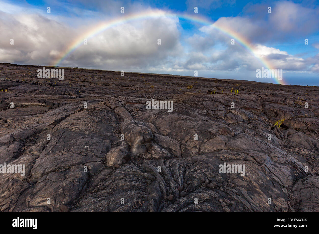 Rainbow over Lava Fields, Hawai'I Volcanoes National Park, Hawaii ...