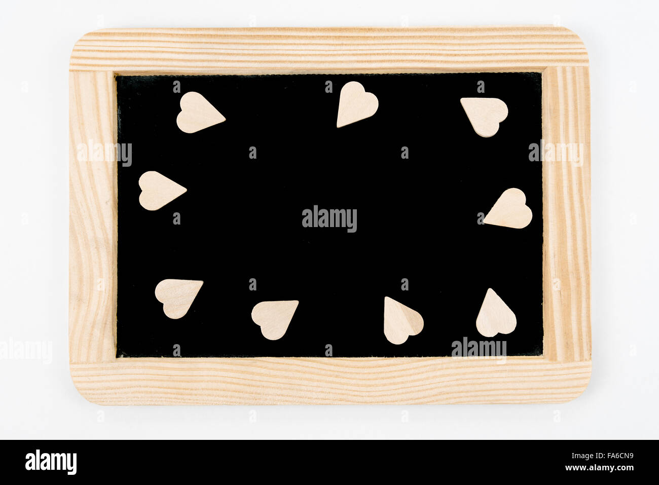 Vintage Chalkboard with wooden frame isolated on white, craft heart ...