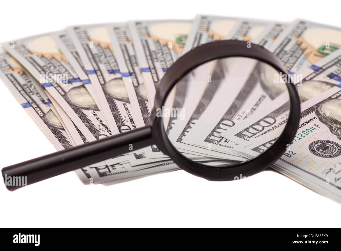Hundred dollar banknote under magnifying glass Stock Photo - Alamy