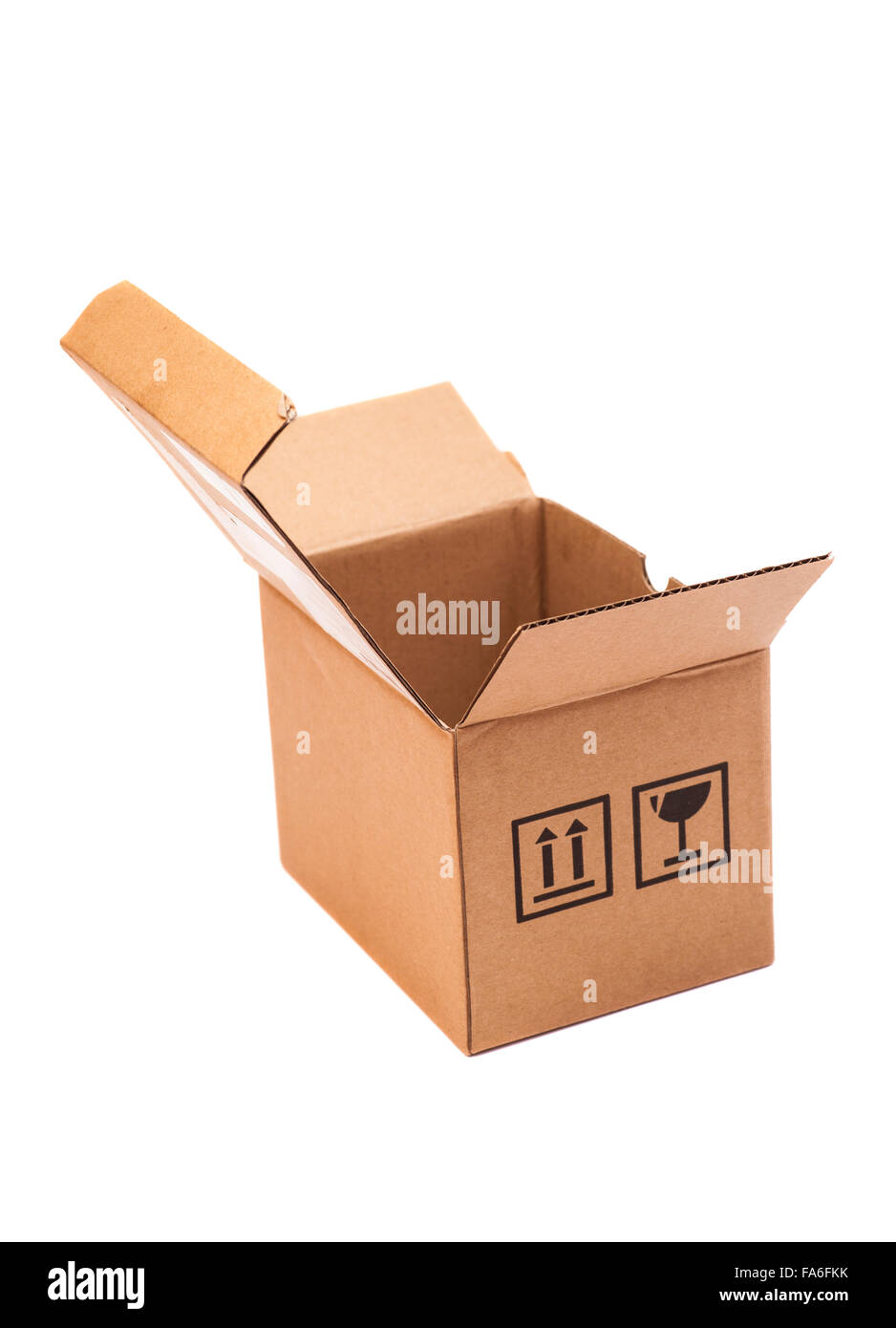 Open Cardboard Box Isolated On A White Background Stock Photo - Alamy
