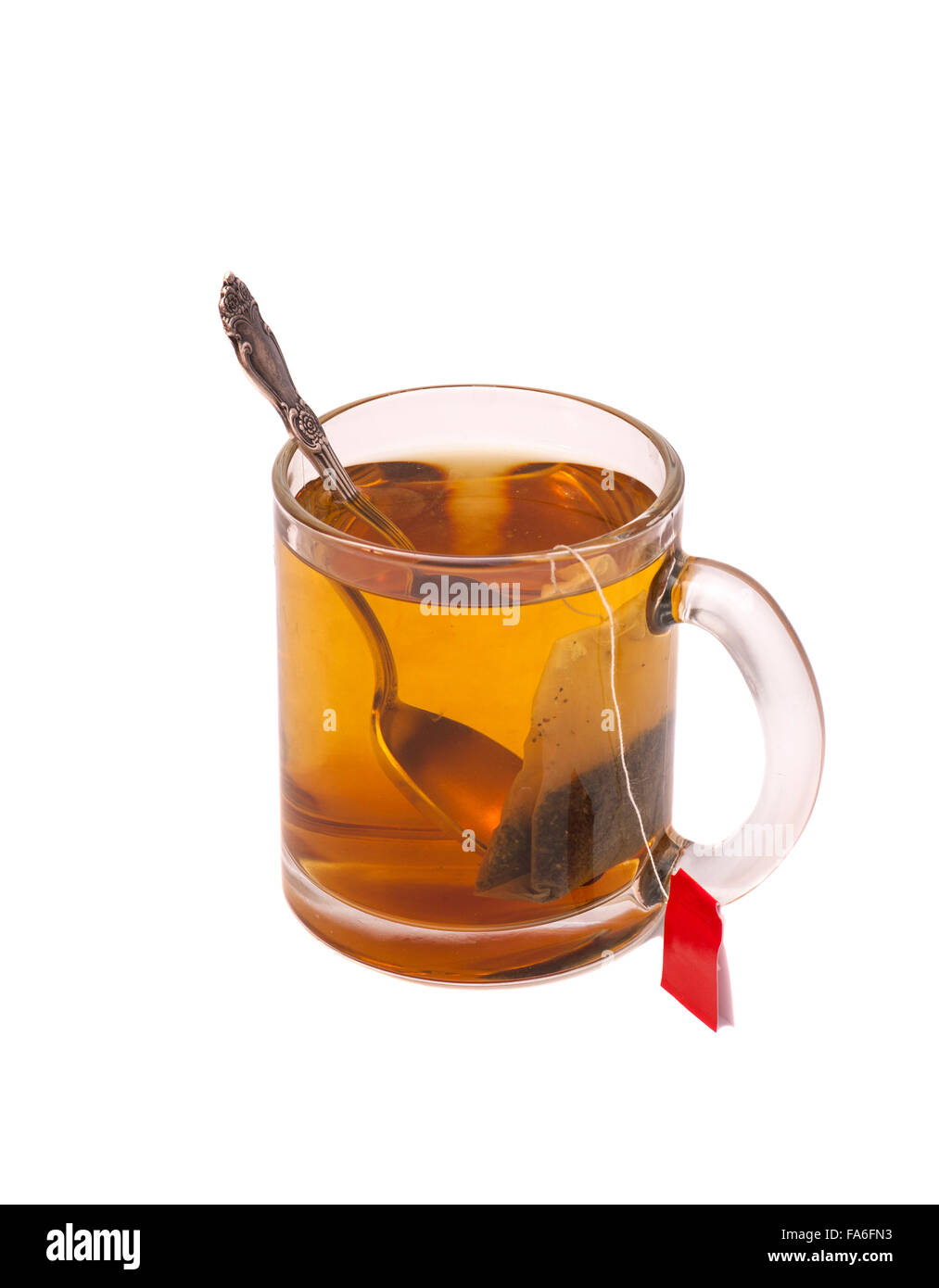 Cup Of Tea with Spoon Isolated On White Stock Photo - Alamy