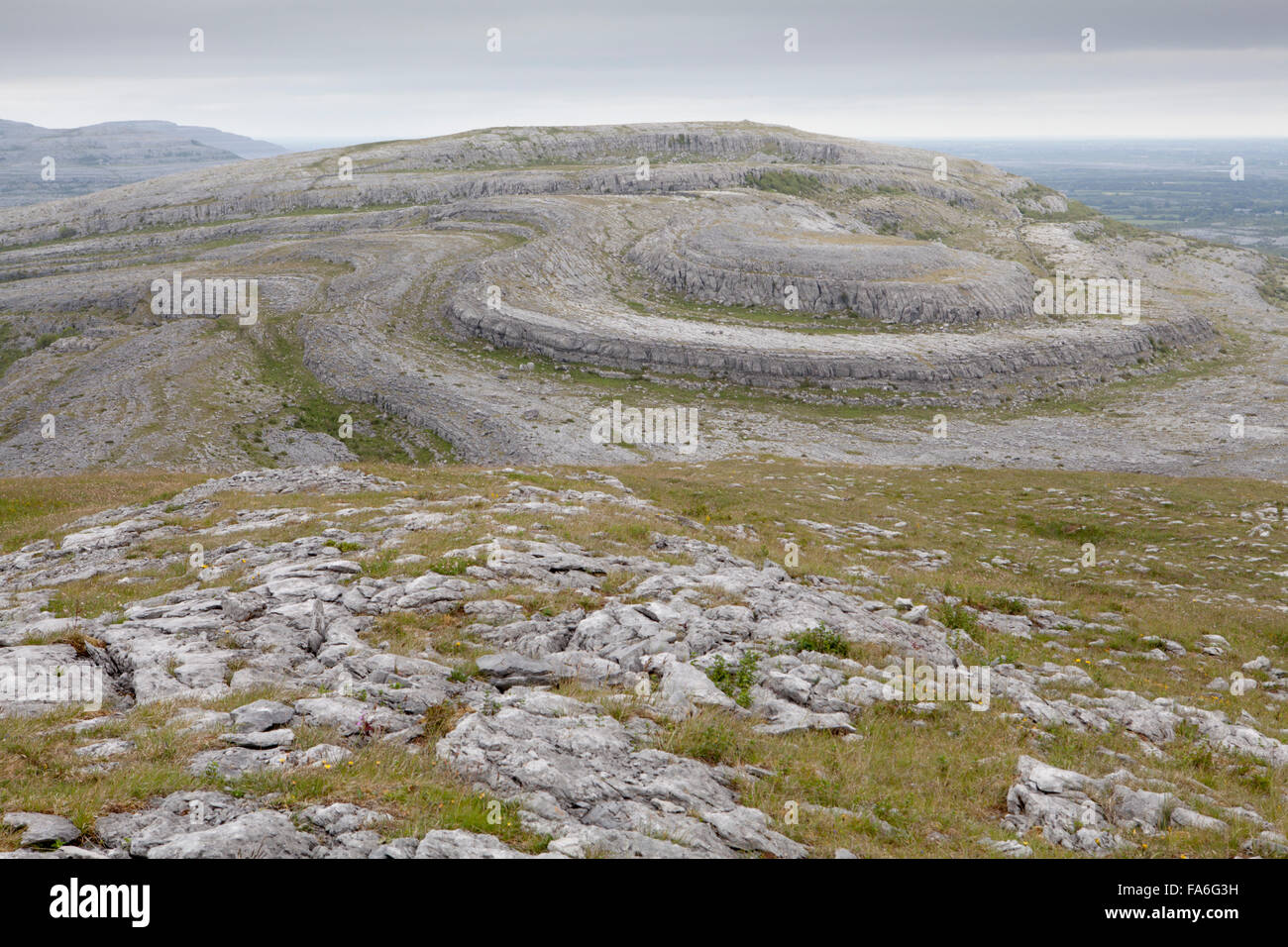 Eroded limestone hills in the Burren on the Mullaghmore Loop walk ...