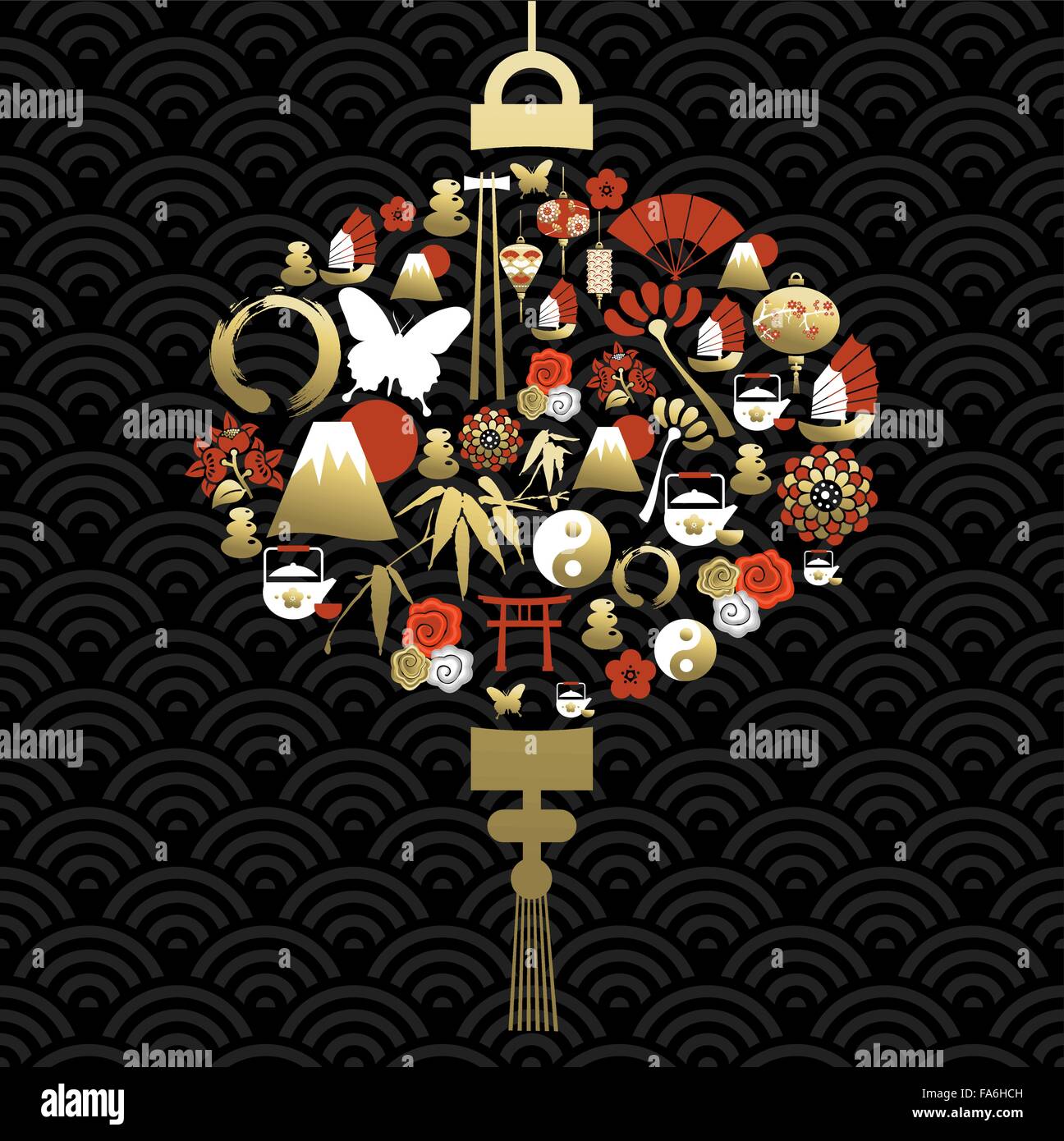 Chinese traditional lamp silhouette, lantern made with cultural symbols ...
