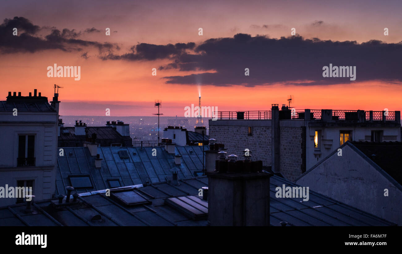Eiffel Tower Sunset from Montmartre Stock Photo - Alamy