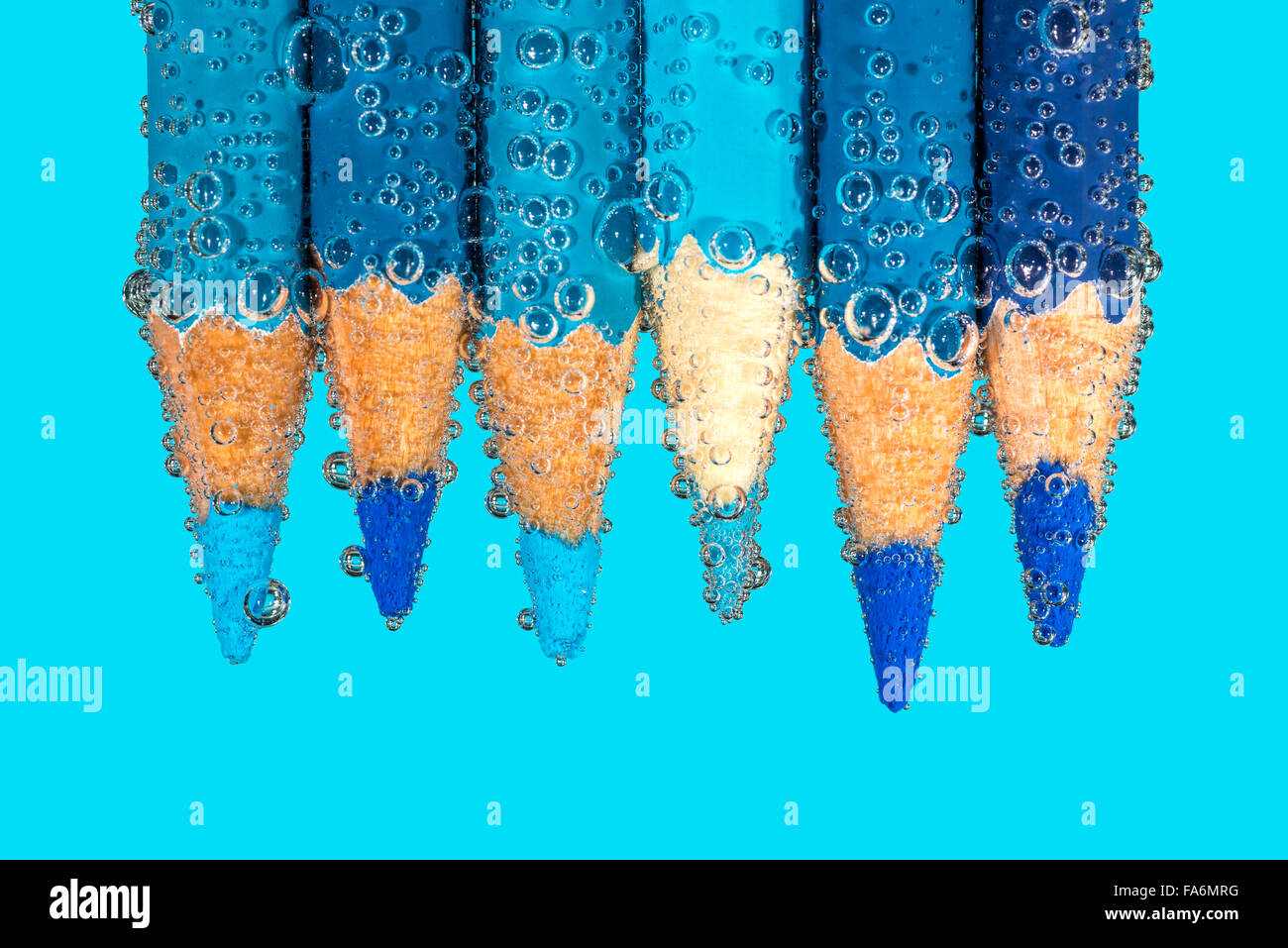 Fizzy pencils - blue coloring pencils in sparkling water Stock Photo ...