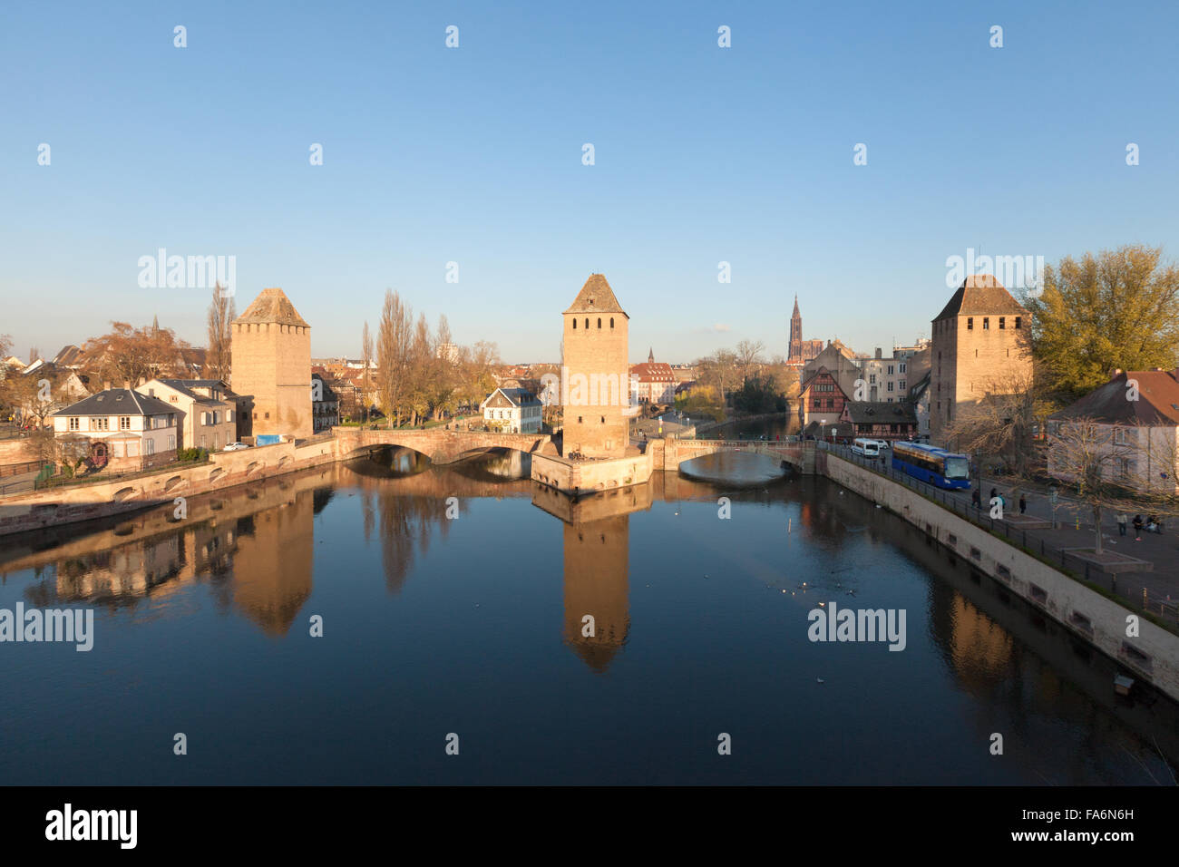 Three medieval towers and the covered bridges, Petite France ...
