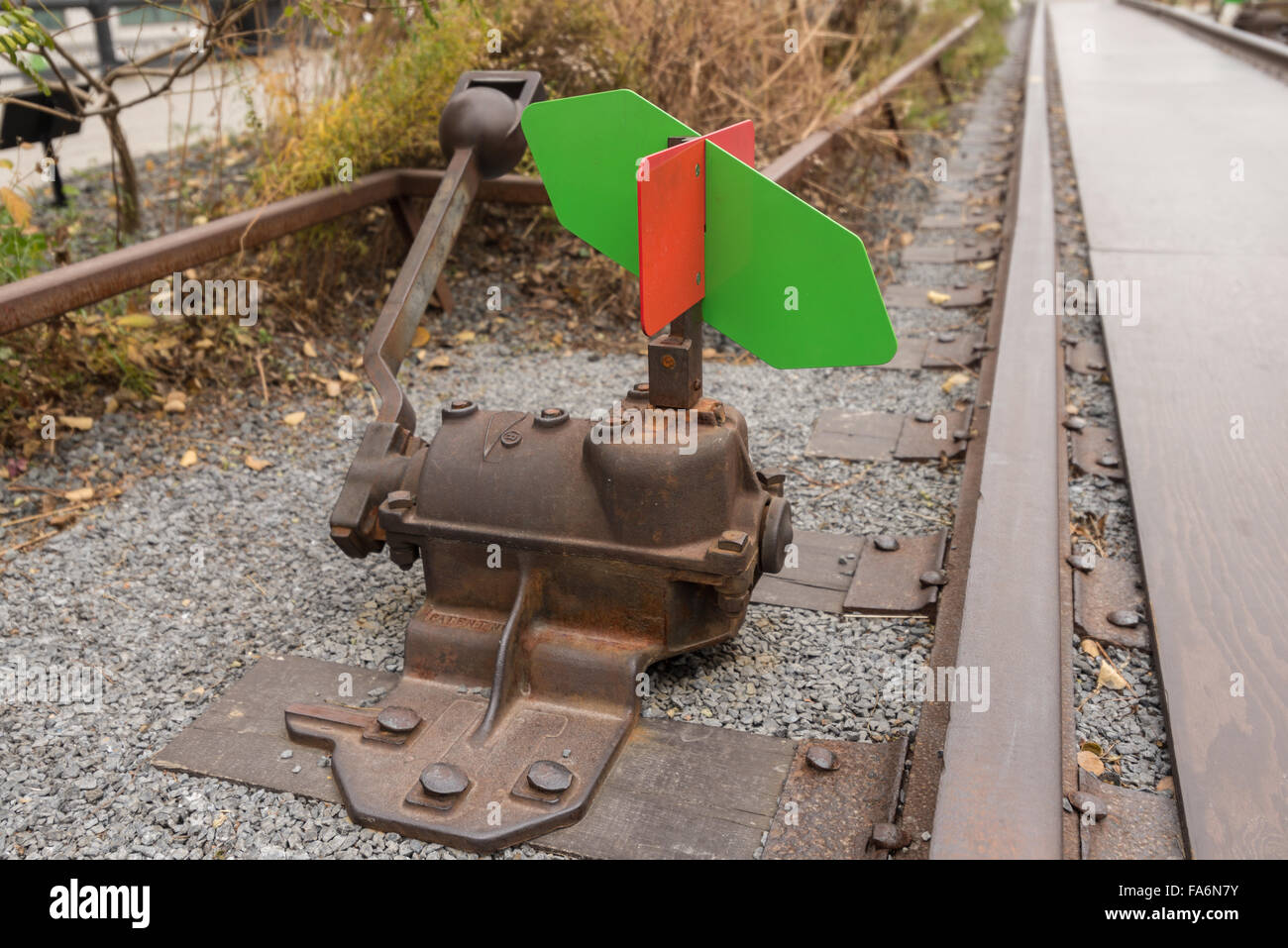 Switch changing gear on a disused railway line Stock Photo - Alamy