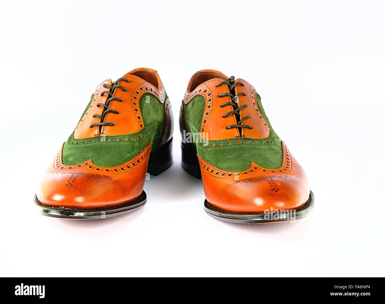 Men's Spectator Style Dress Shoes isolated Green and Brown Stock Photo ...