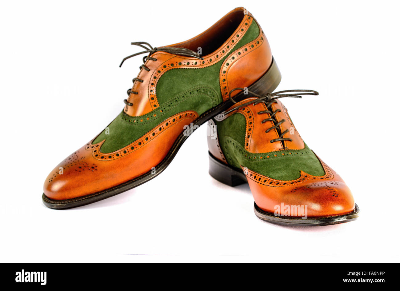 Men's Spectator Style Dress Shoes isolated Green and Brown Stock Photo ...