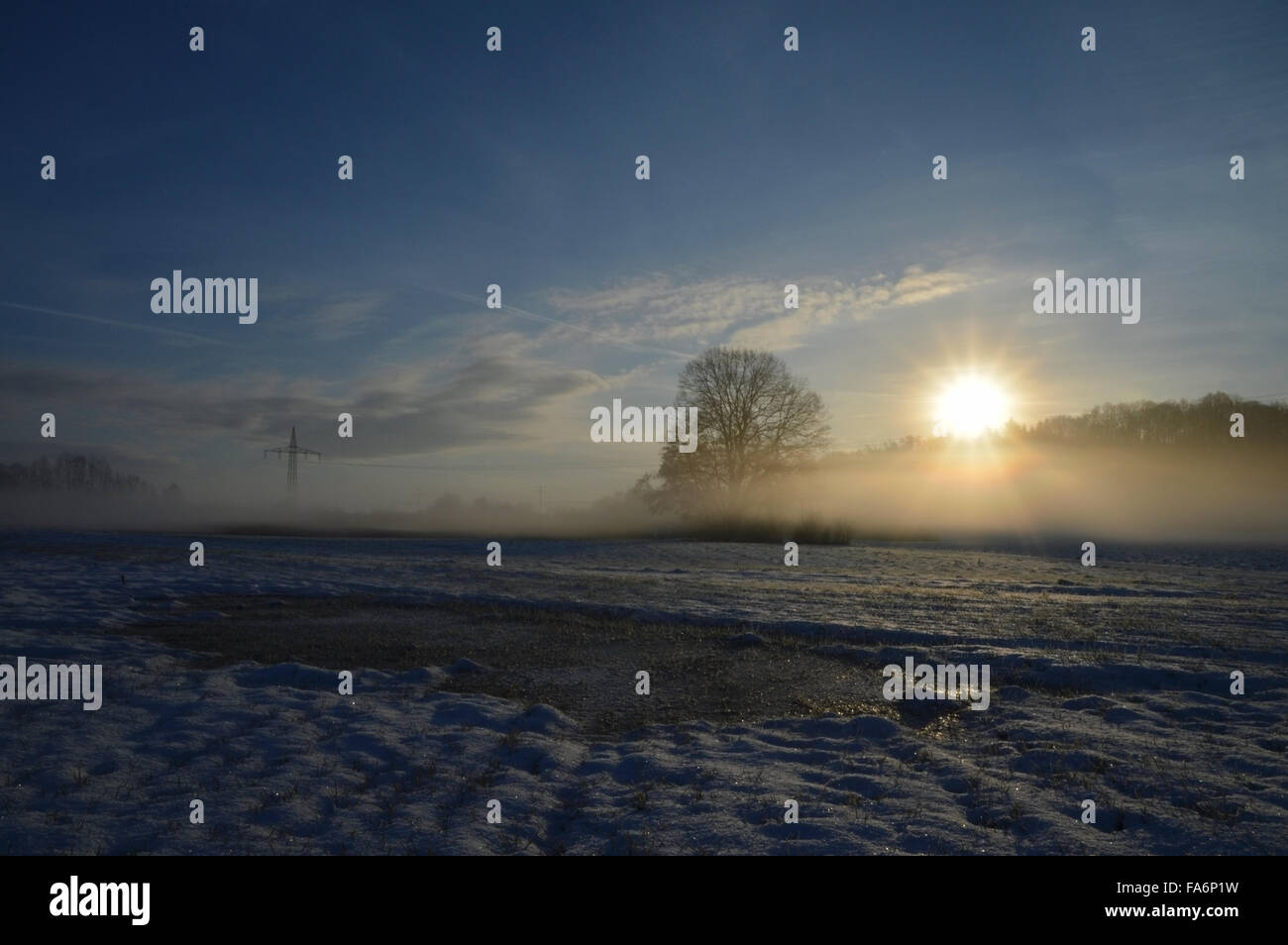 Morning sunrise after a freezing night Stock Photo - Alamy