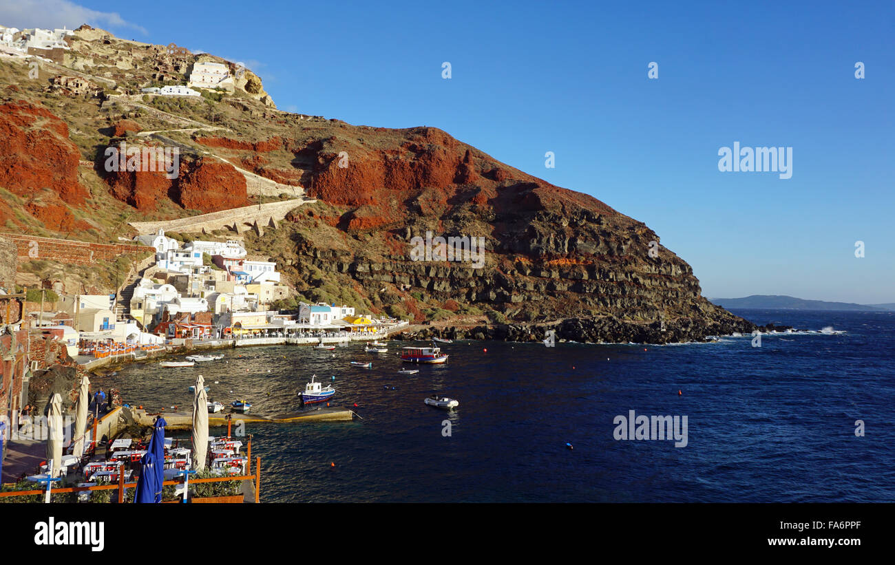 akrotiri harbor on santorini island Stock Photo - Alamy