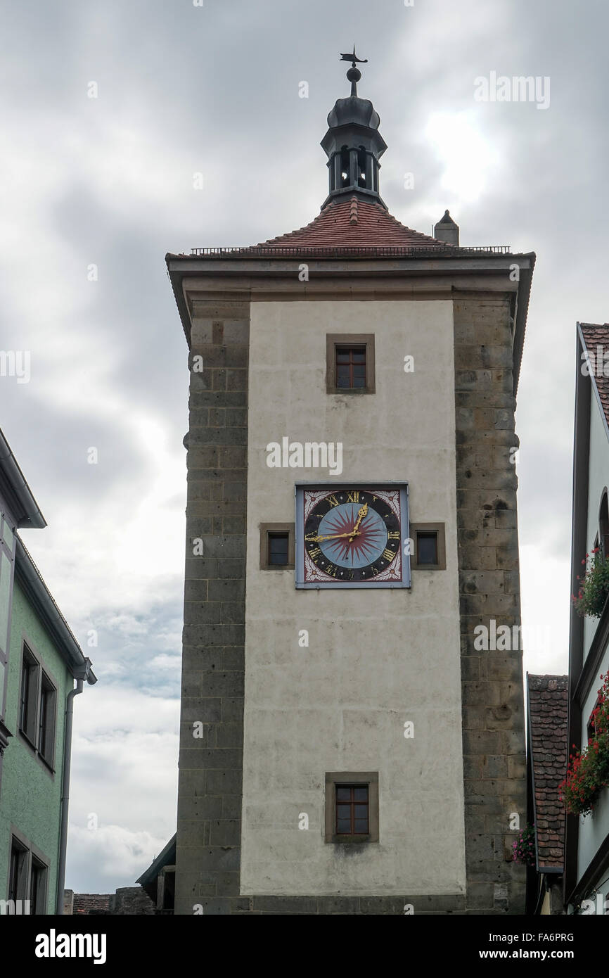 Old clock tower in Rothenburg Stock Photo - Alamy