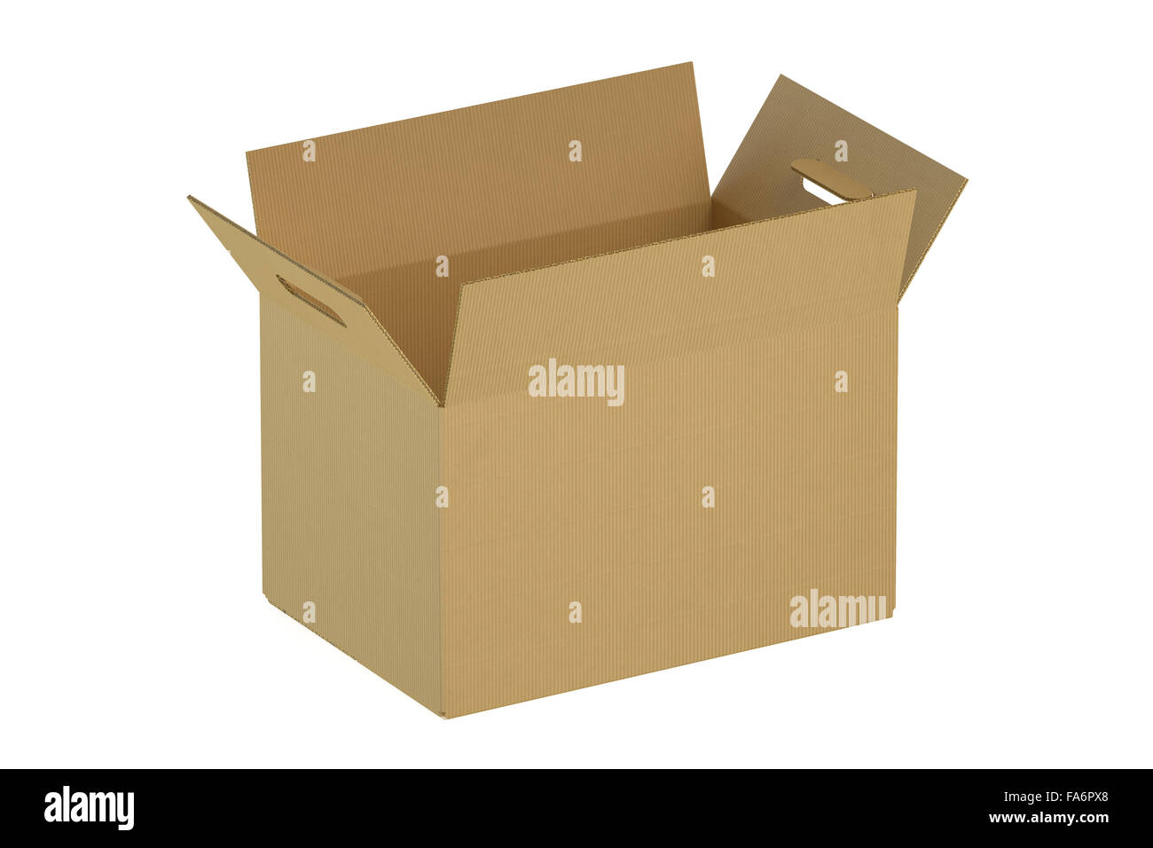 open empty cardboard box isolated on white background Stock Photo - Alamy