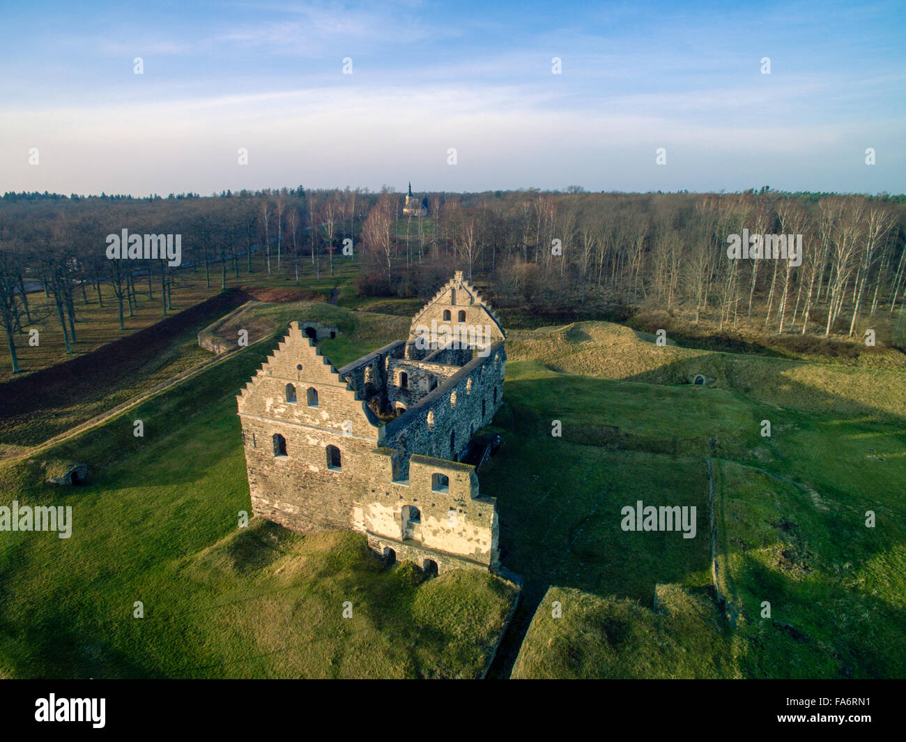 Old roofless castle Stock Photo - Alamy