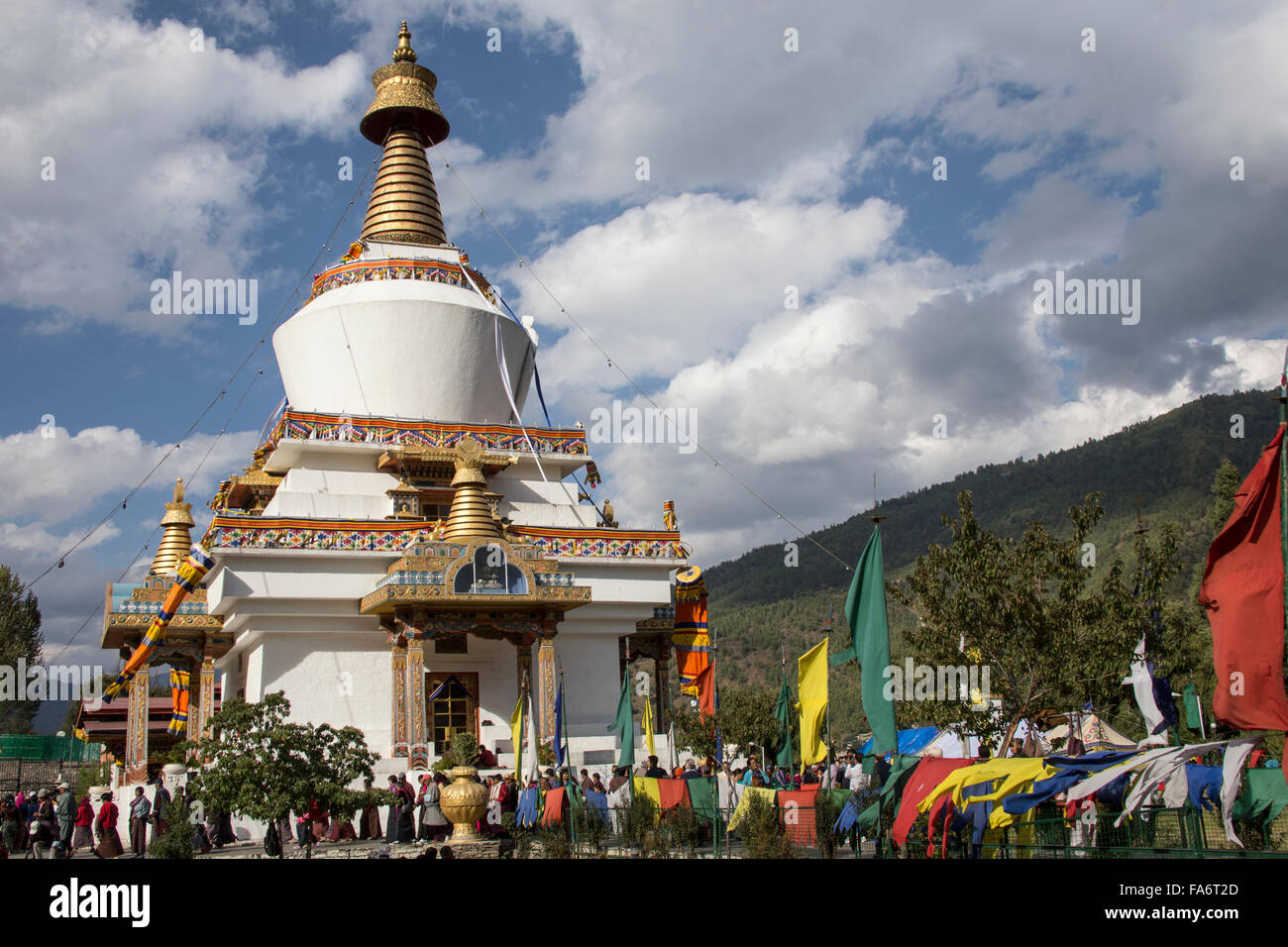Memorial Stupa or Thimphu Chorten festival at Thimpu Bhutan Stock Photo ...