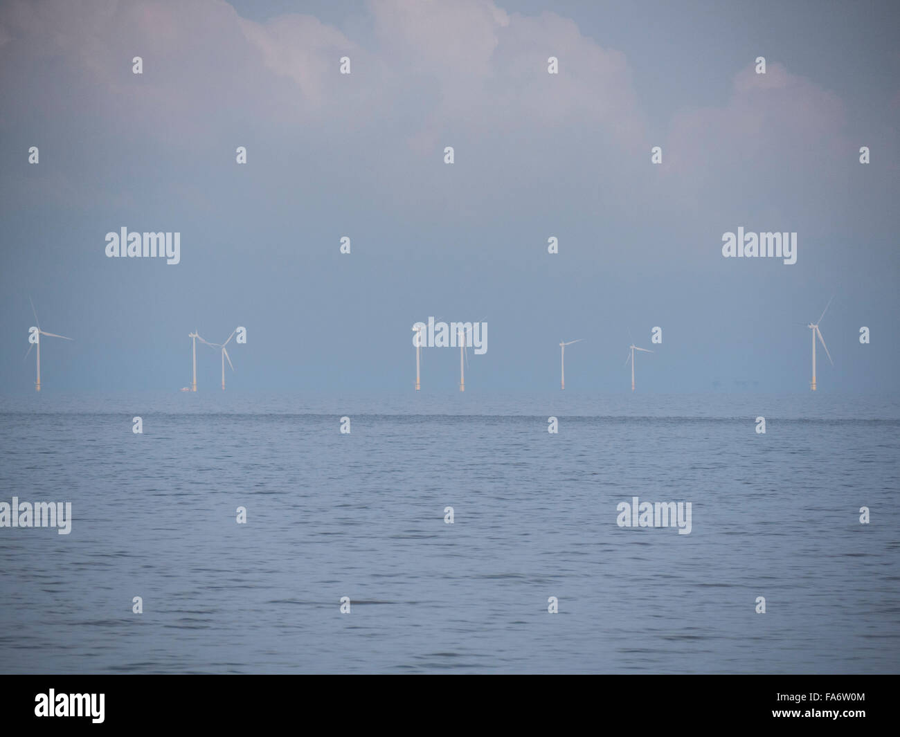 Kentish Flats Offshore Wind Farm viewed from Whitstable, Kent, UK Stock ...