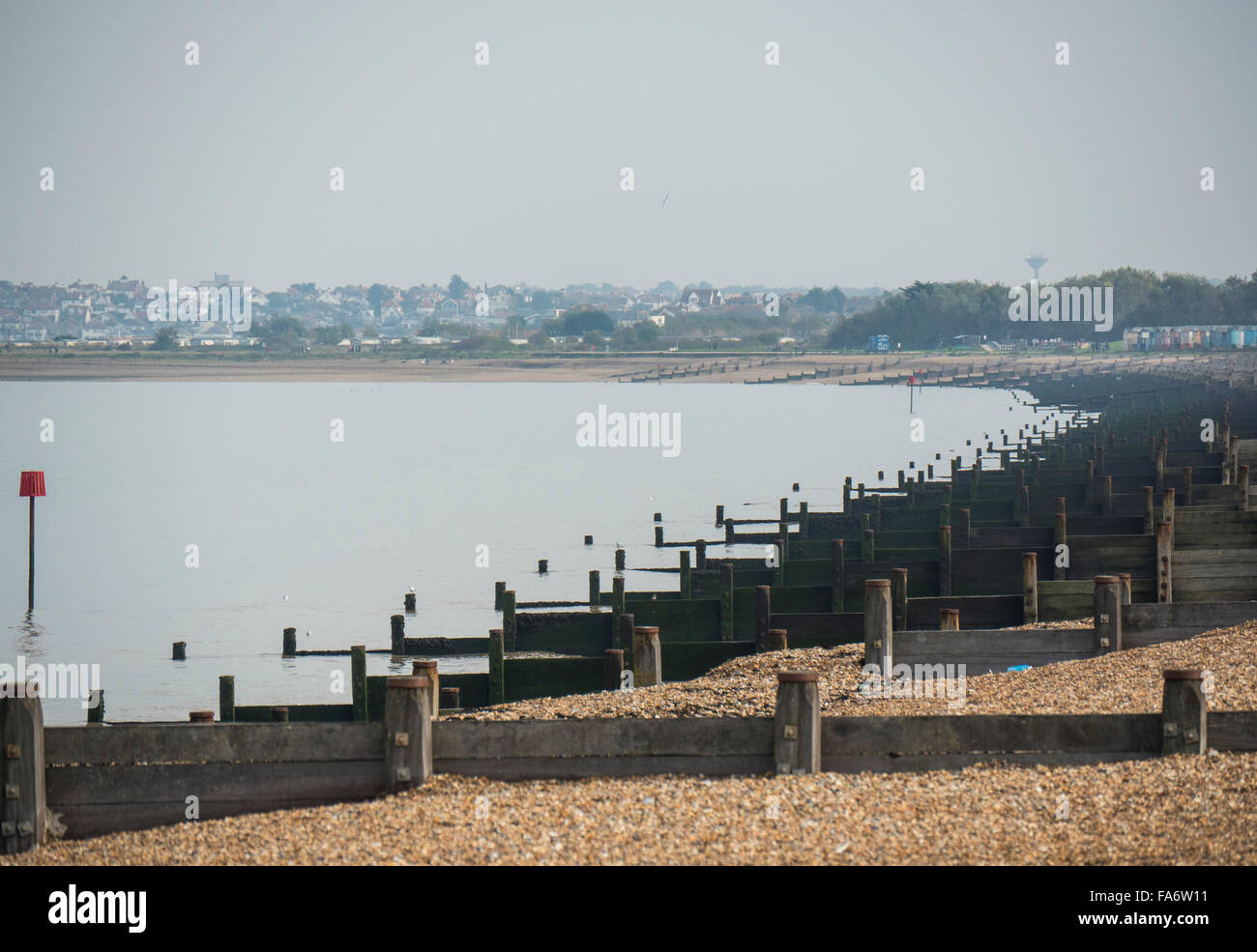 Groynes along the coastline by Whitstable, Kent, UK Stock Photo - Alamy