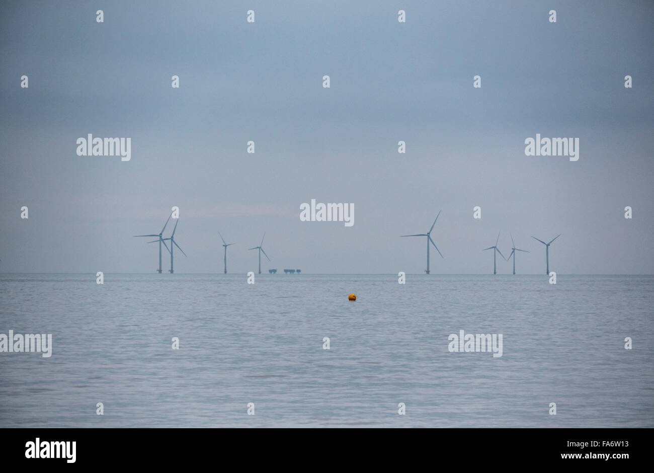 Kentish Flats Offshore Wind Farm viewed from Whitstable, Kent, UK Stock ...