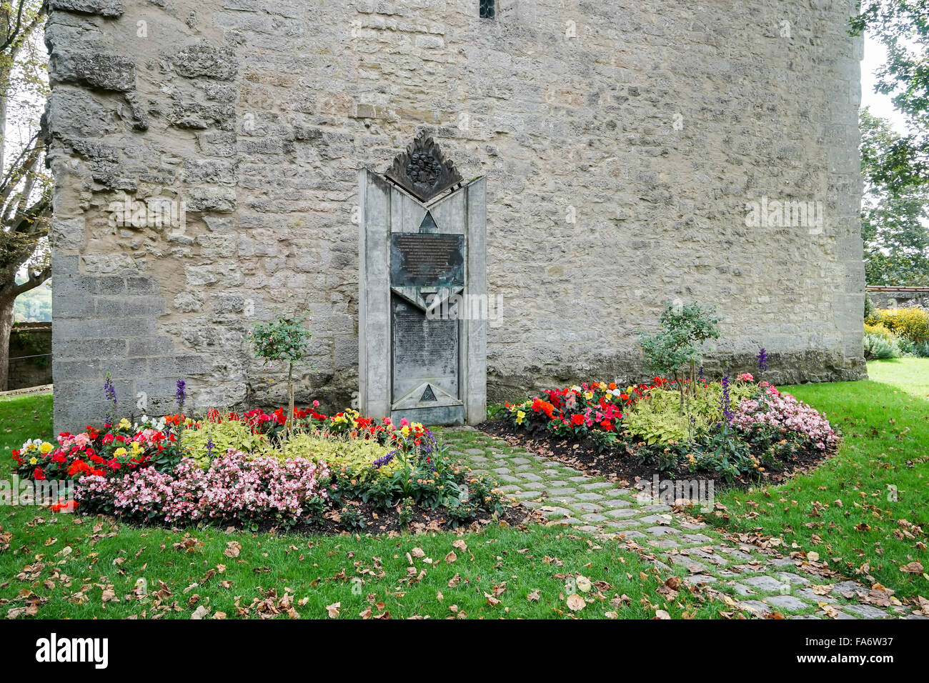 Monument to fallen Jews in Castle gardens at Rothenburg Stock Photo - Alamy