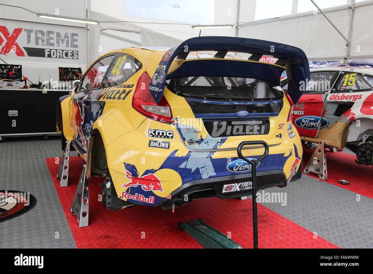 Ford Fiesta in Namus OMSE Team garage during FIA World Rallycross ...