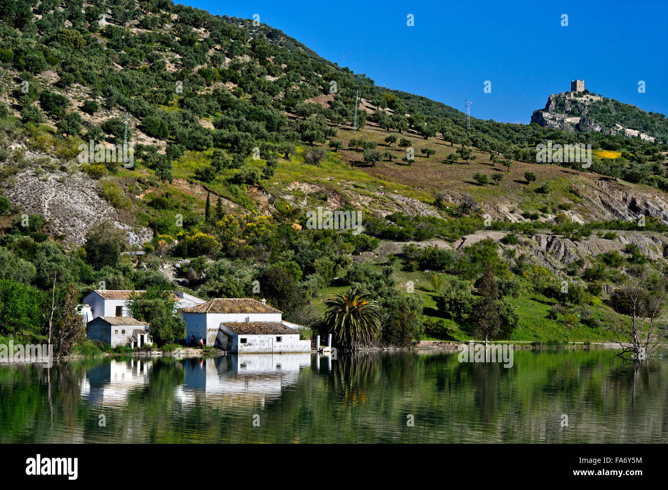 Finca at the reservoir Zahara-El Gastor, Sierra de Grazalema Natural ...