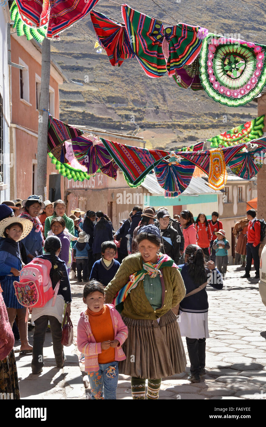 Locals during fiesta in Colquechaca, Potosi, Bolivia Stock Photo - Alamy