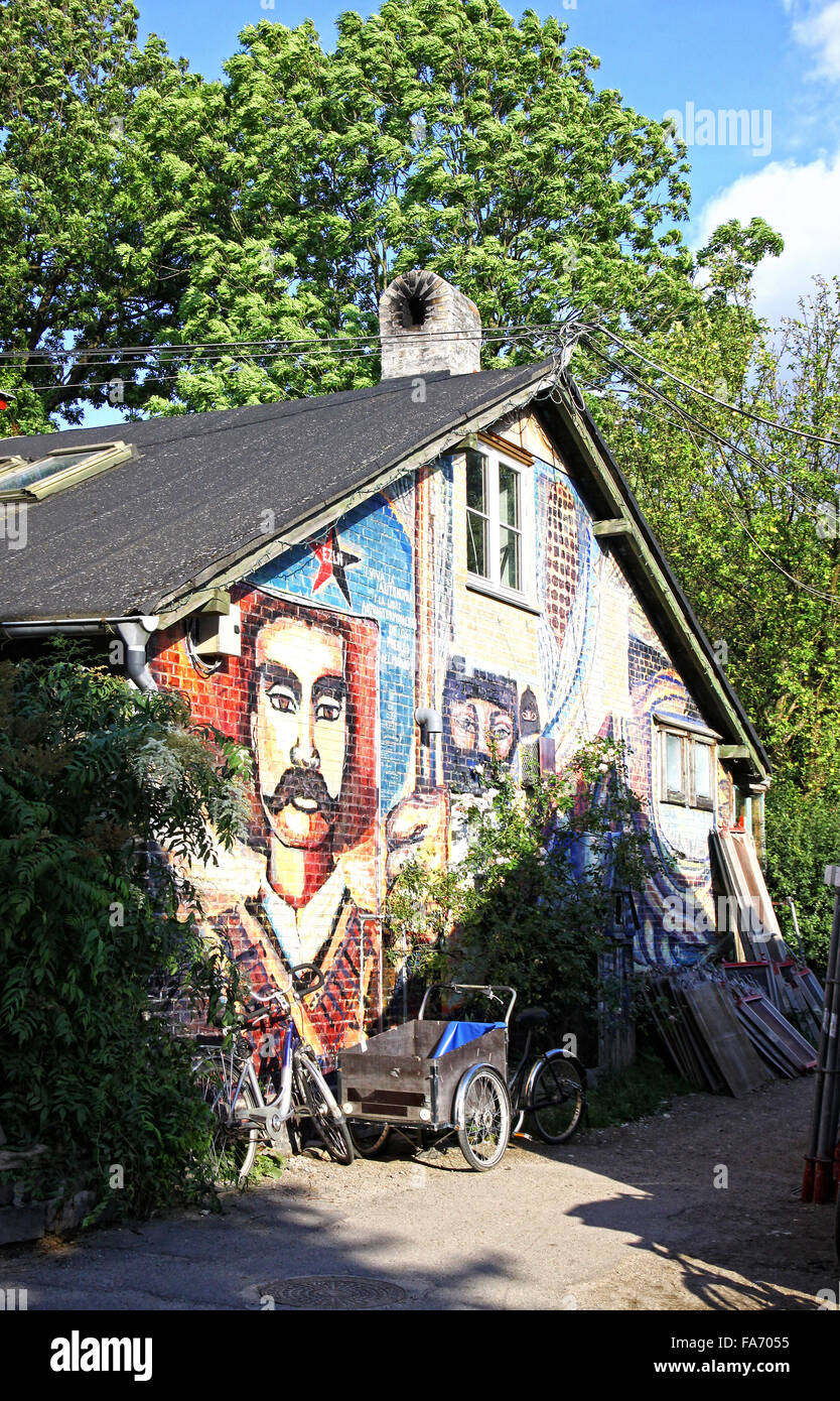COPENHAGEN, DENMARK - JULY 28, 2012: Christiania, also known as ...
