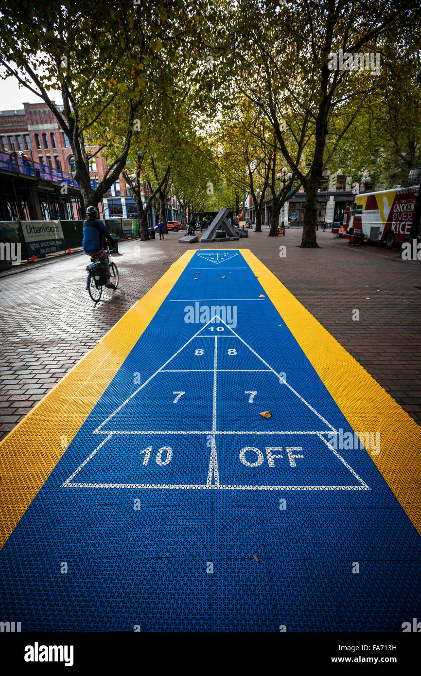 Street game at occidental park, Seattle, washington state Stock Photo ...
