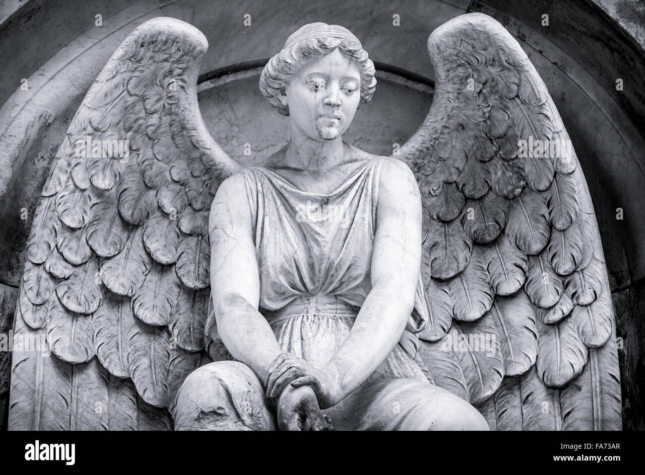 black and white shot of an angel. Unknown artist of the 18th century ...