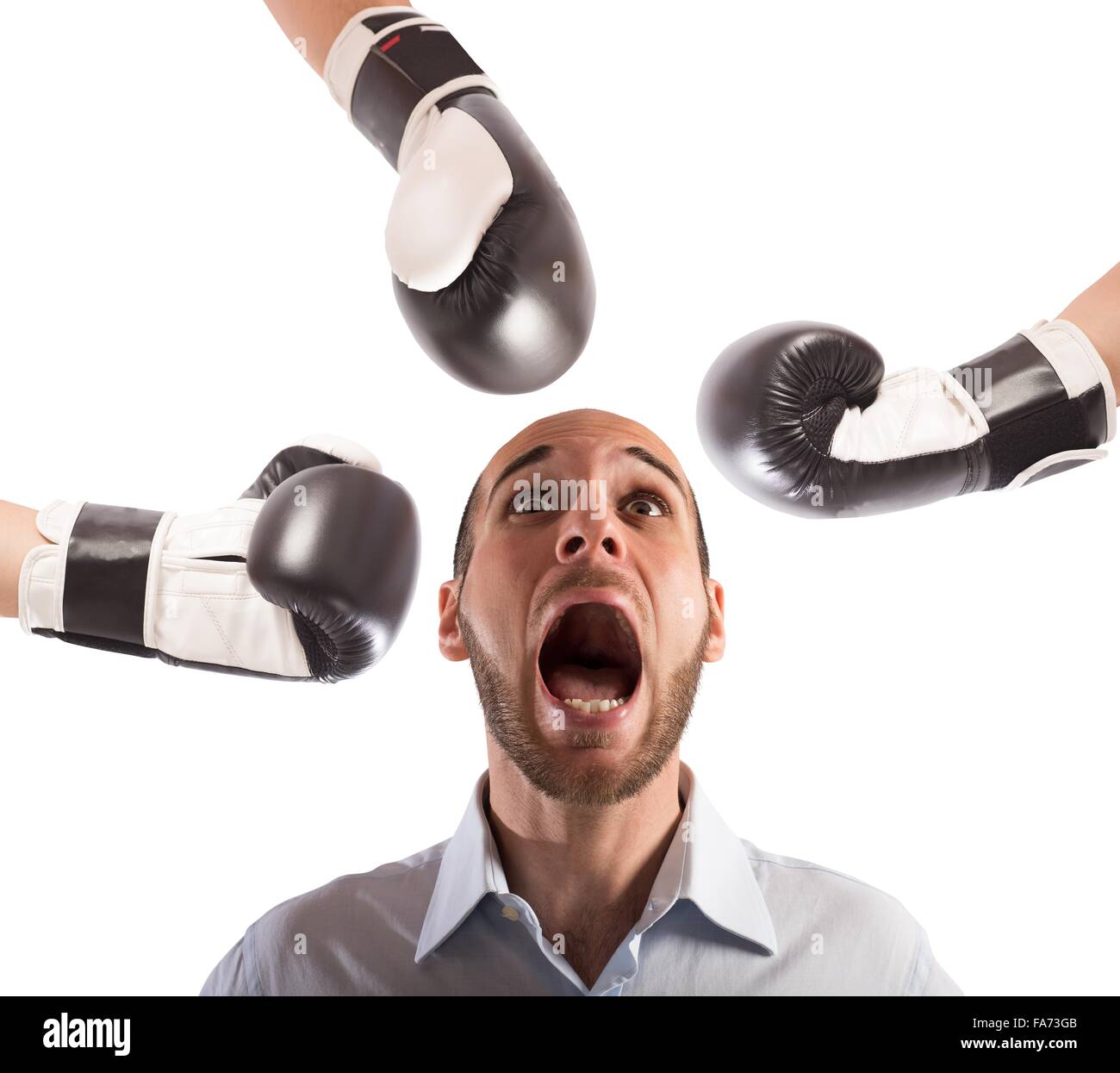 Hit an afraid businessman Stock Photo - Alamy