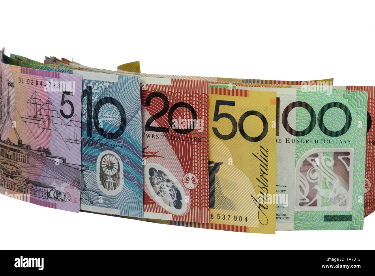 a few dollar notes on a white background Stock Photo - Alamy